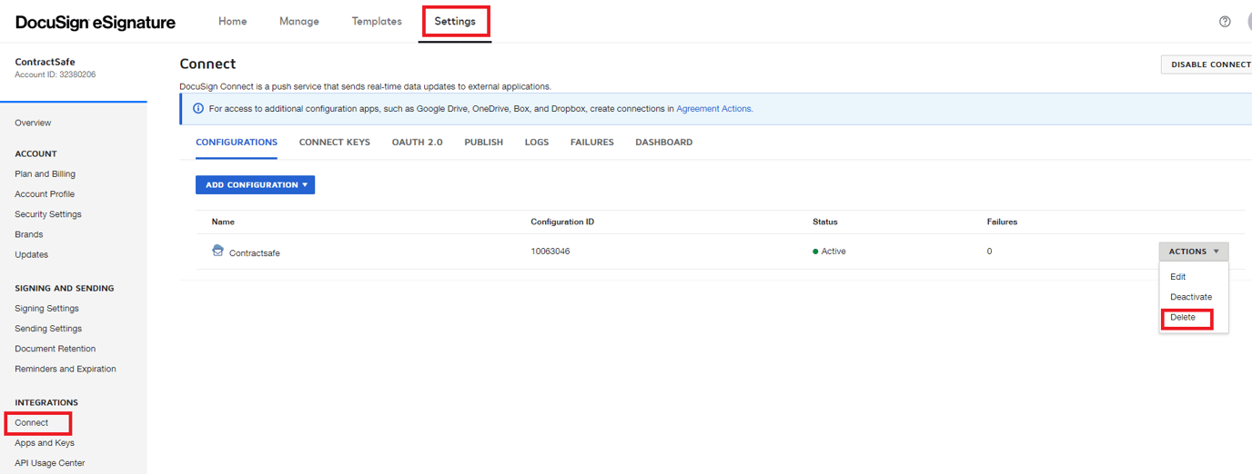 How to remove your old Docusign integration