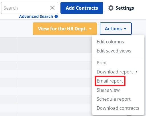 How do I email out a report of a View or specific docs?