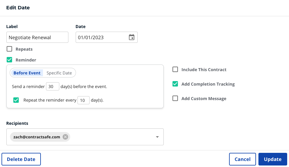 Using Date Completion Tracking