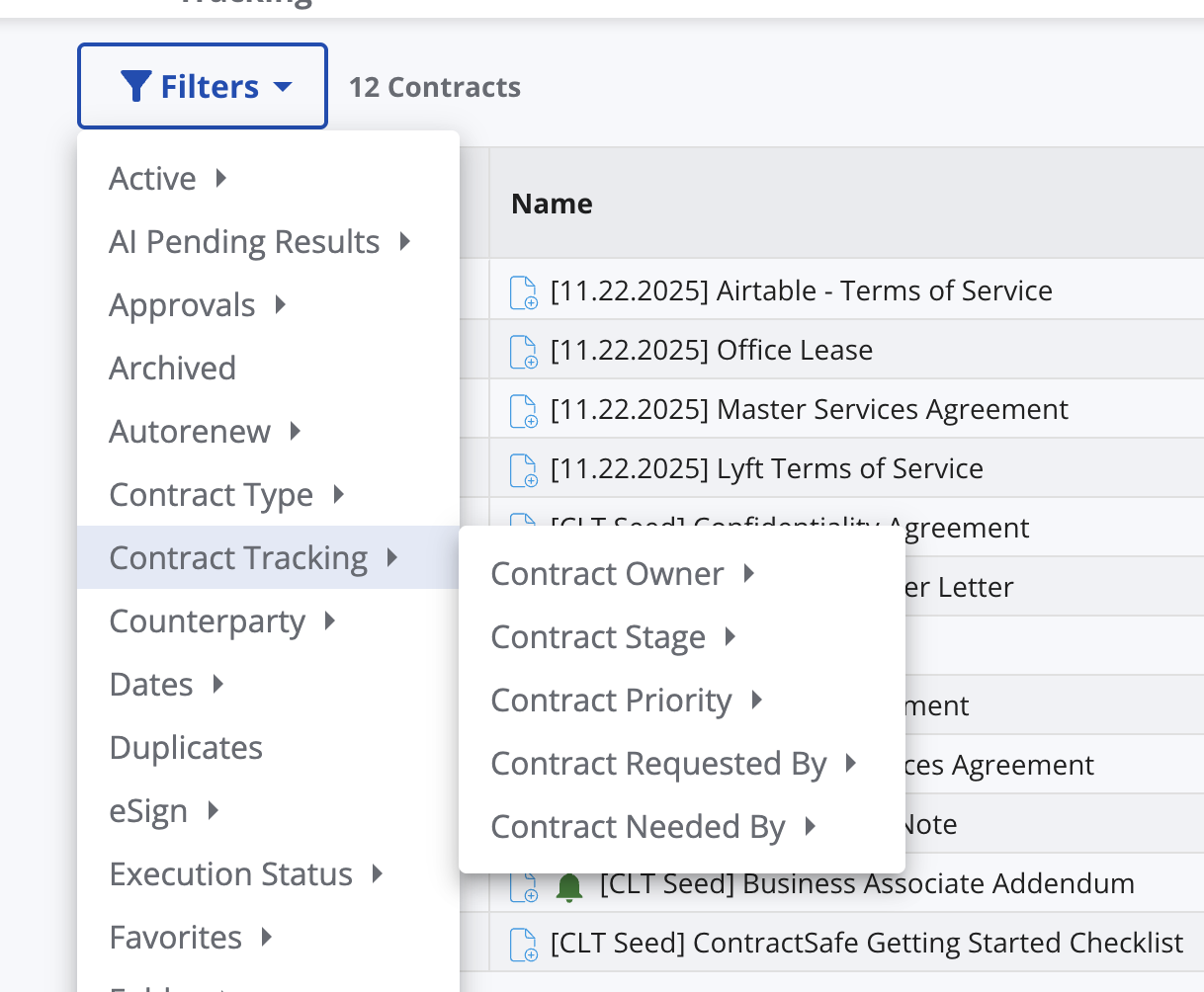 Tracking and reporting on contracts using Lifecycle Tracking