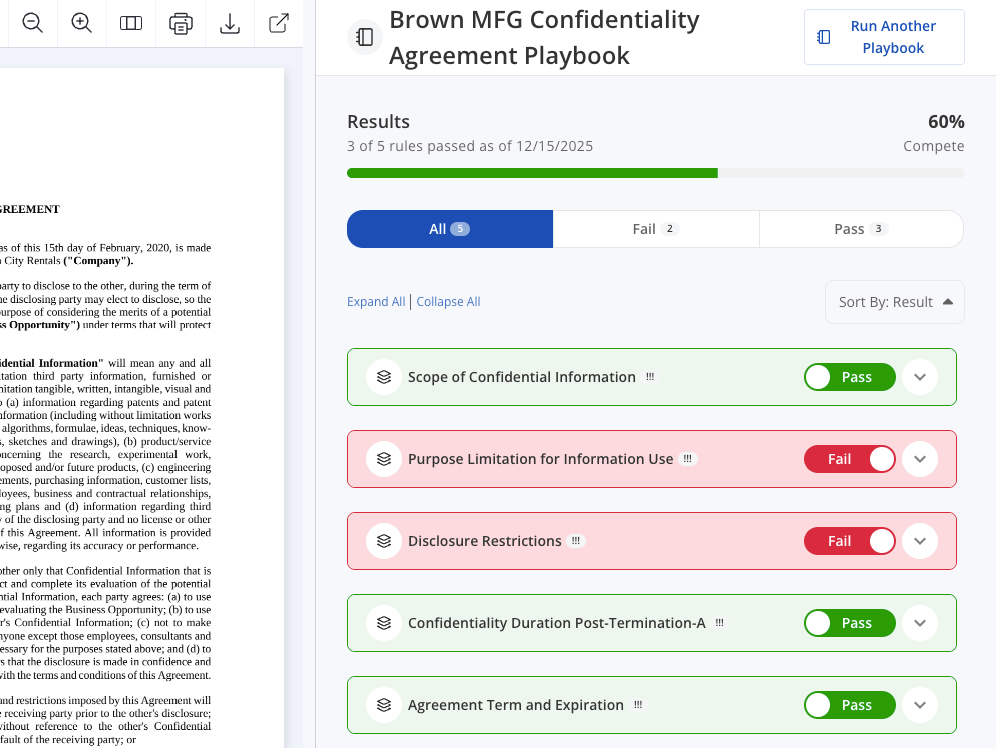 Set Up and Run AI Contract Review Playbooks