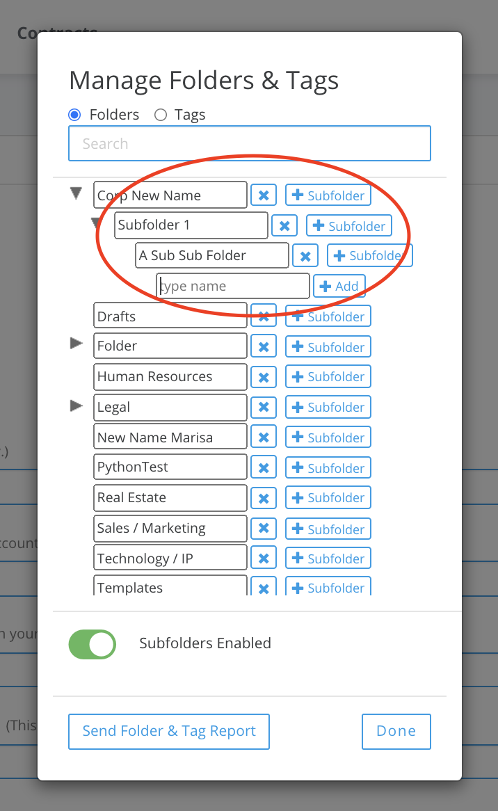 How to enable and use Subfolders?