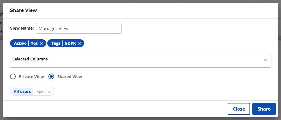How do I share a View?