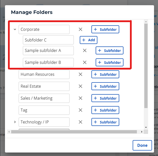 How to enable and use Subfolders?