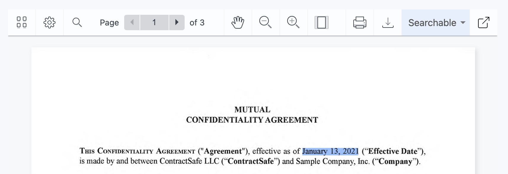 Why am I seeing contract text highlighted in blue?