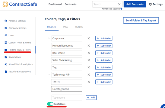 How to enable and use Subfolders?